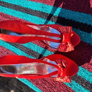 Shoes | Red Sling Backs With Bow | Poshmark